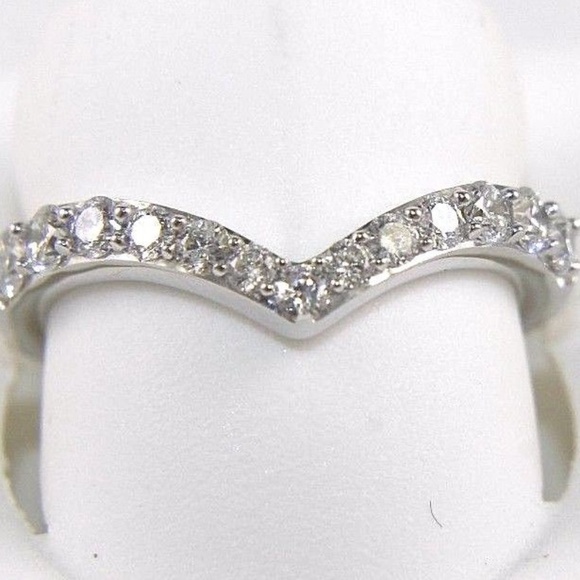 Jewelry | V Shape Curve Diamond Ring Band 14k Wg 55ct | Poshmark